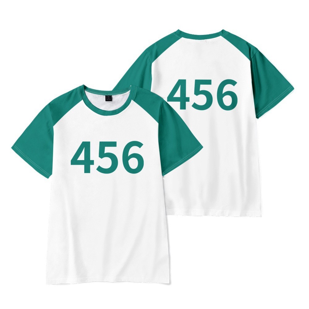 new Game Season 2 Korean drama clothes sports green T-shirt bottoming ...