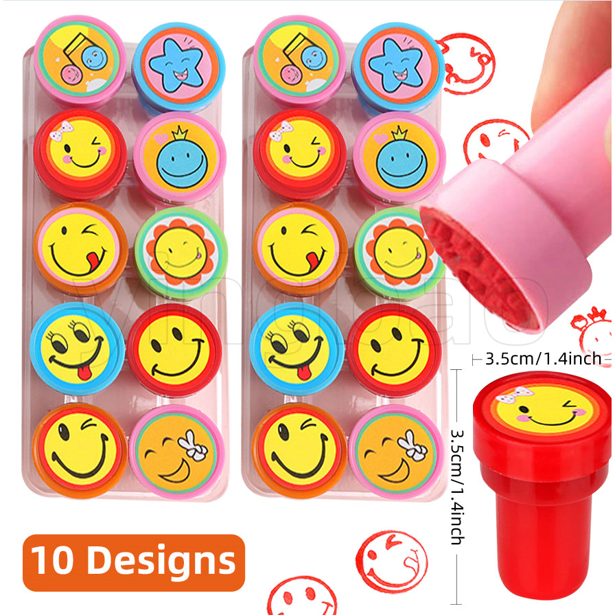 10Pcs Emoticon Stampers for Kids, Pre-Inked Smile Stampers for Children ...