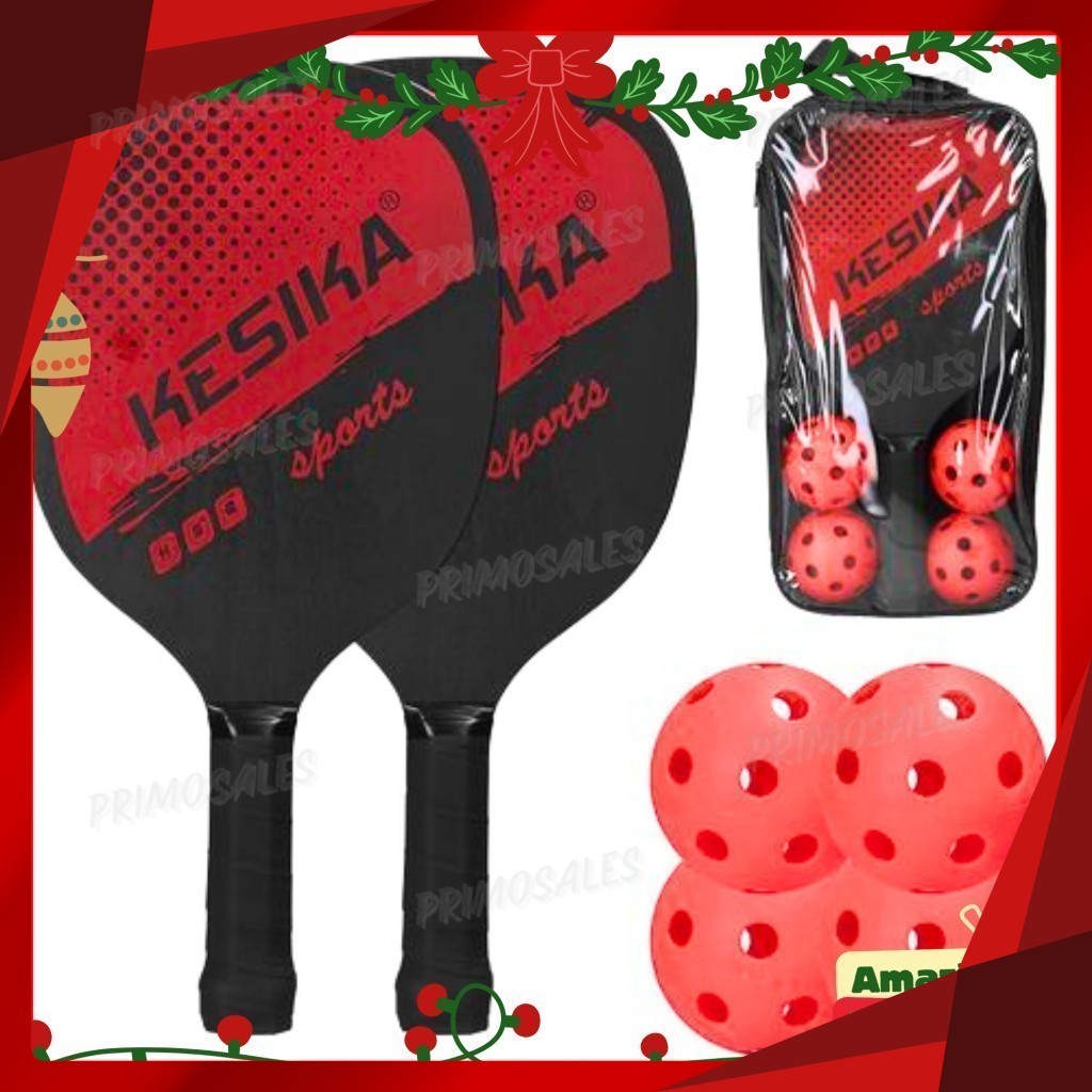 Kesika Pickleball Paddle Set Rackets Ball Set 2 Rackets & 4 Pickleball ...