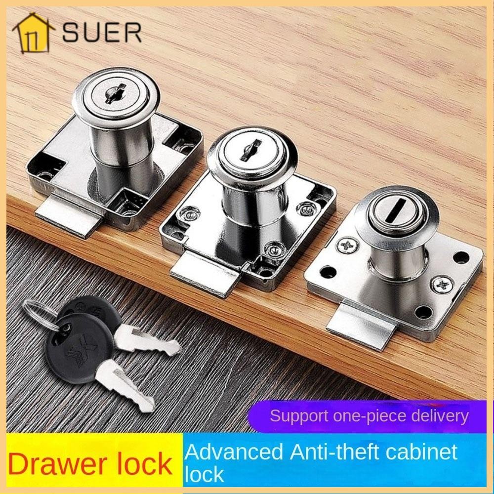 SUER1EN Desk Drawer Lock, Zinc Alloy Cold Rolled Steel Cabinet Latch ...