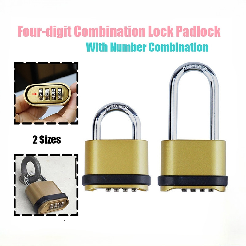 4-Digit Number Combination Padlock Waterproof Digital Password Code ...