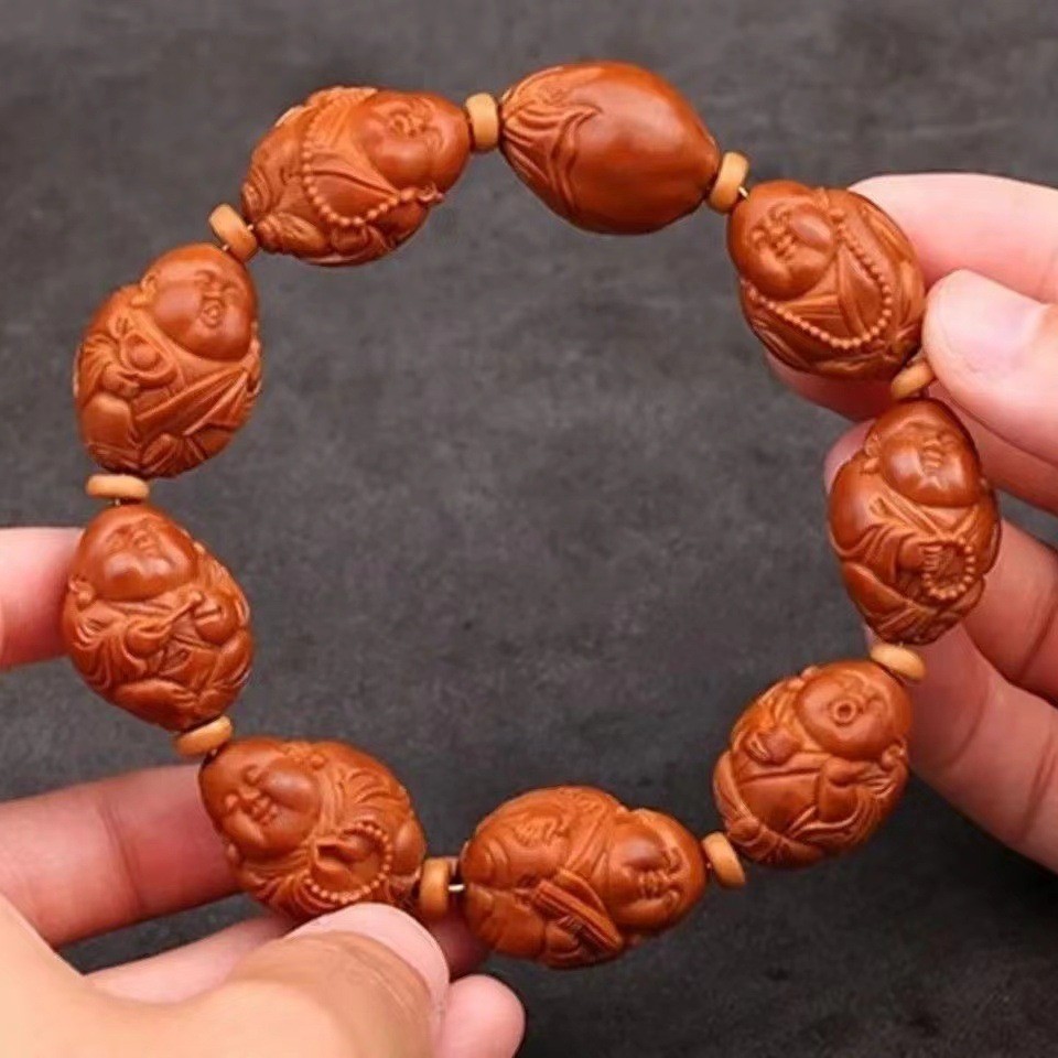 Olive Core Bracelet Eight Gods of Wealth Big Seeds Hand-Carved Chicken ...