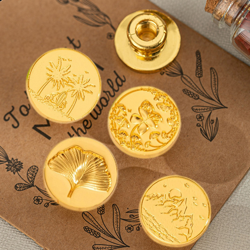1pc Retro Golden Wax Seal Stamp Alloy Unique Shape Seal Head Vintage ...