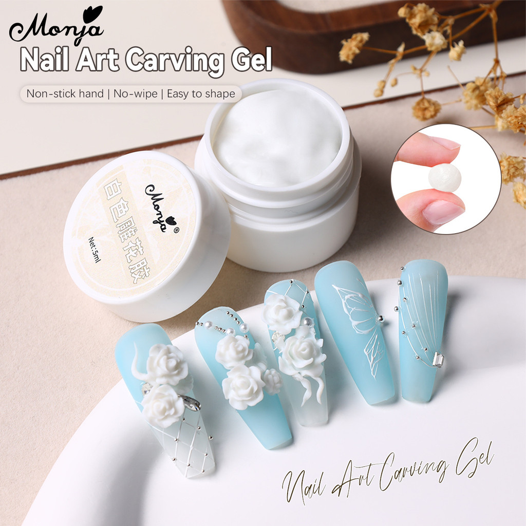 Monja 5/8/15ml White Sculpture Nail Art Painting Gel No Wipe Non-stick ...