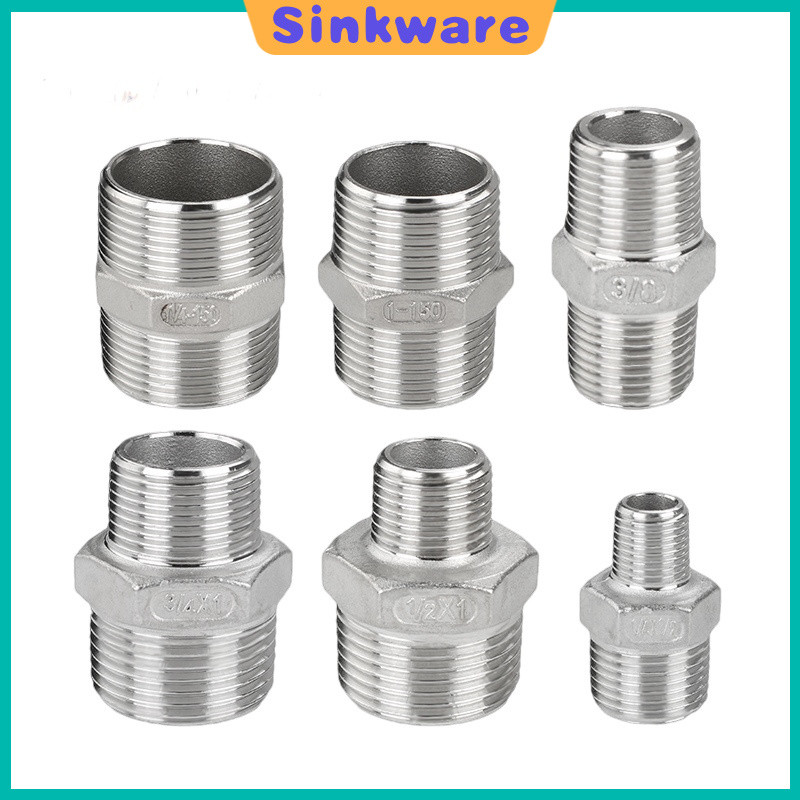 【YHD】1/8 1/4 3/8 1/2 3/4 1" Male Thread Hex Nipple Union 304 Stainless Pipe Fitting Connector ...