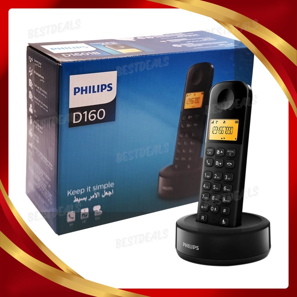 D160 Cordless Phone (Comfortable with non-slip grip) Plug & Play (COD ...