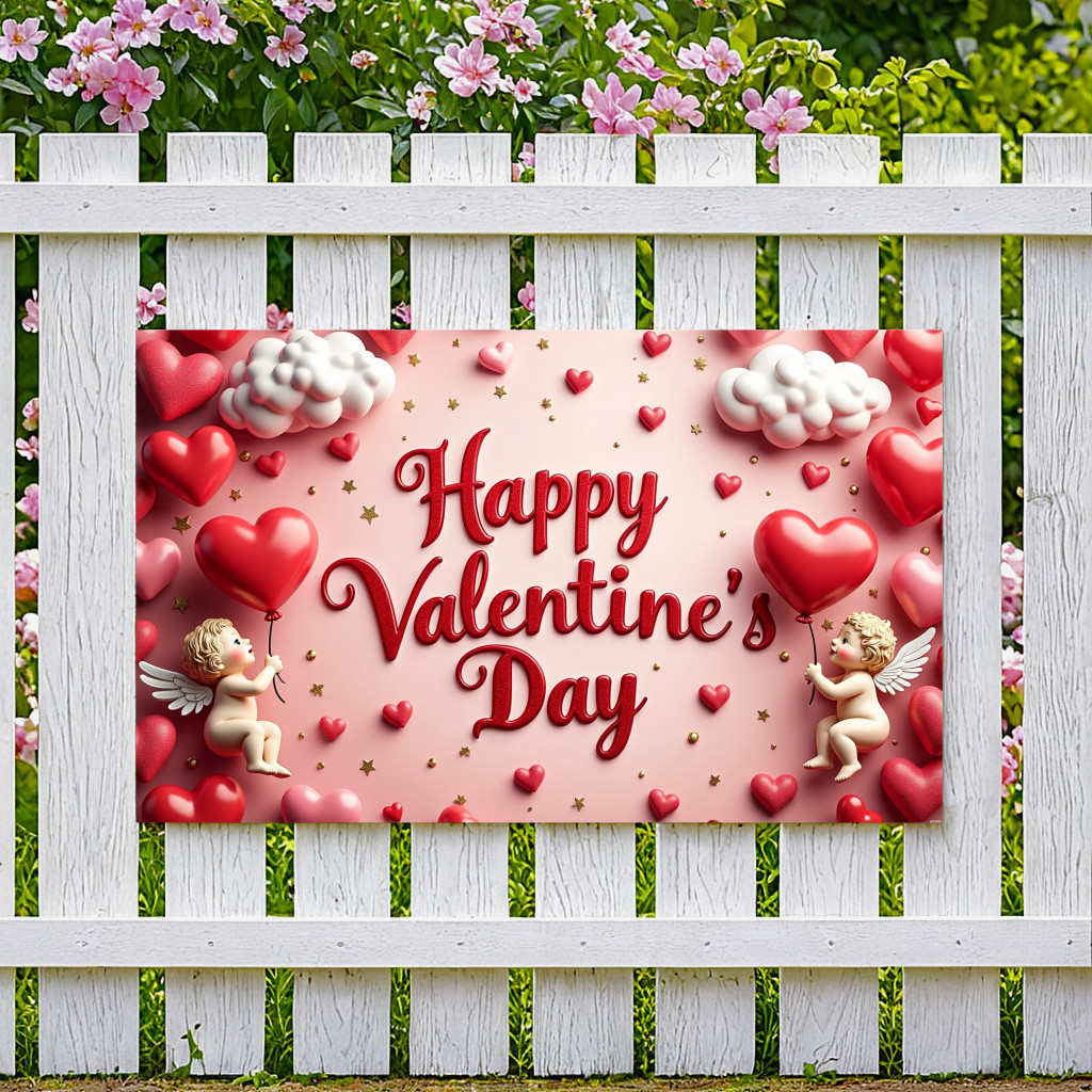 Valentine's Day Party Backdrop - Beautiful Romantic Love Heart Balloon ...