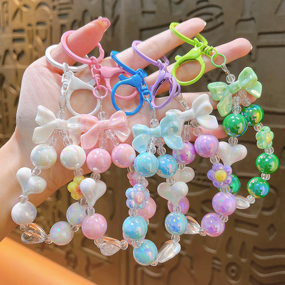 Candy Color Love Bow Beaded Keychain Lanyard Souvenirs | Shopee Philippines