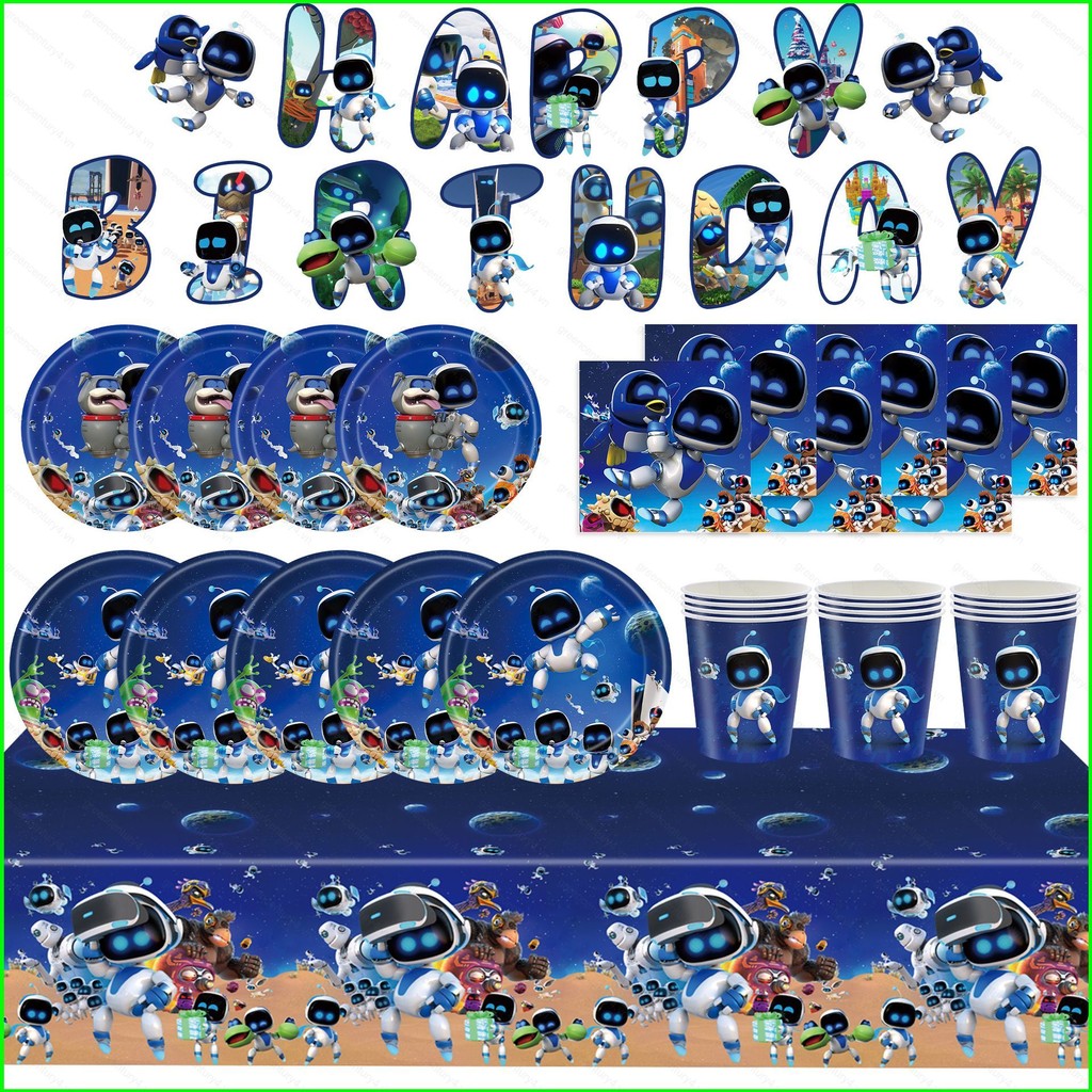 Dly Astro Bot Theme Decor children birthday party Tablecloth banner ...