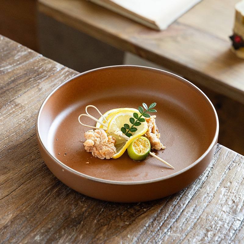 Kitchen Plus Vintage Ceramic Brown Pasta Plate Salad Bowl Serving Bowl ...