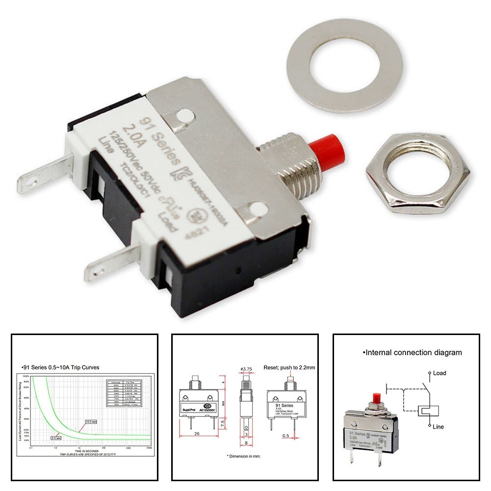 【ONCE+】Manual Reset Circuit Breaker with Overload Protection Terminals ...