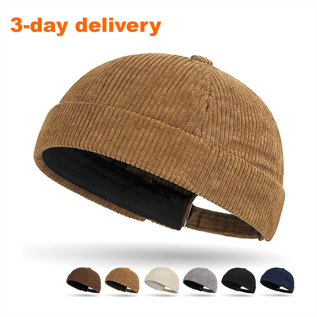 (Polaris) Brimless Skullies Cap Vintage Corduroy Men Adjustable ...