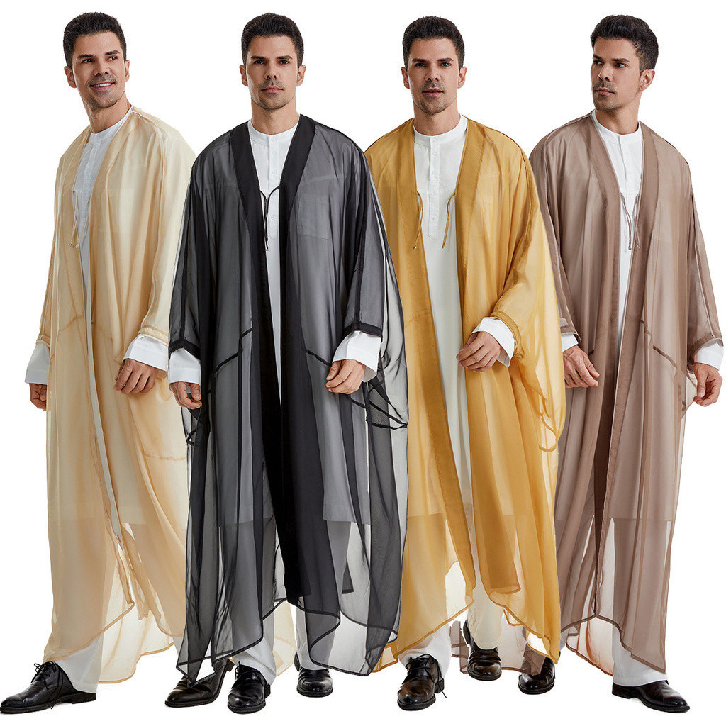 Colwao Muslim Men Thobe Thawb Caftan solid color men's long robe Arab ...