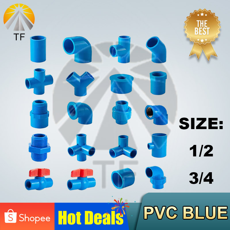 PVC Blue Pipe Fittings 1/2 PVC Blue Fittings 3/4 Tee/Coupling/Cap/Plug ...