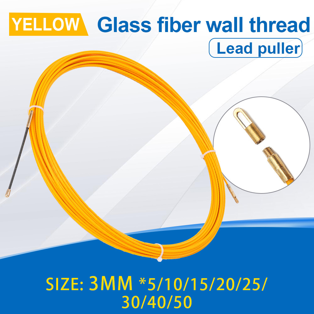 5/10/15/25/30/40/50M 3mm yellow fiberglass through wall wire with ...