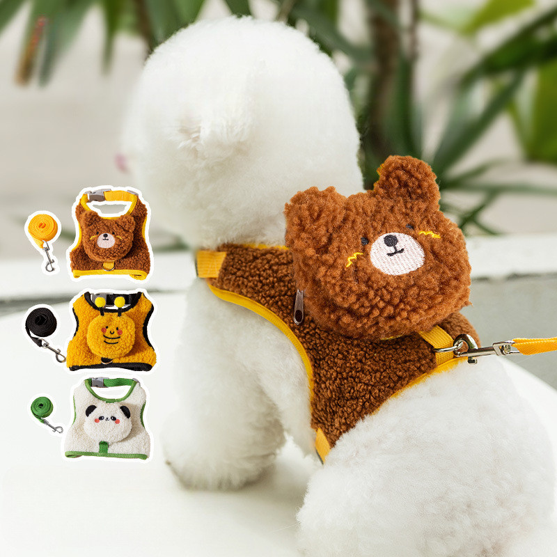 Pet Dog Leash Chest Strap Cat Clothes Cute Bear Bee Panda Backpack ...