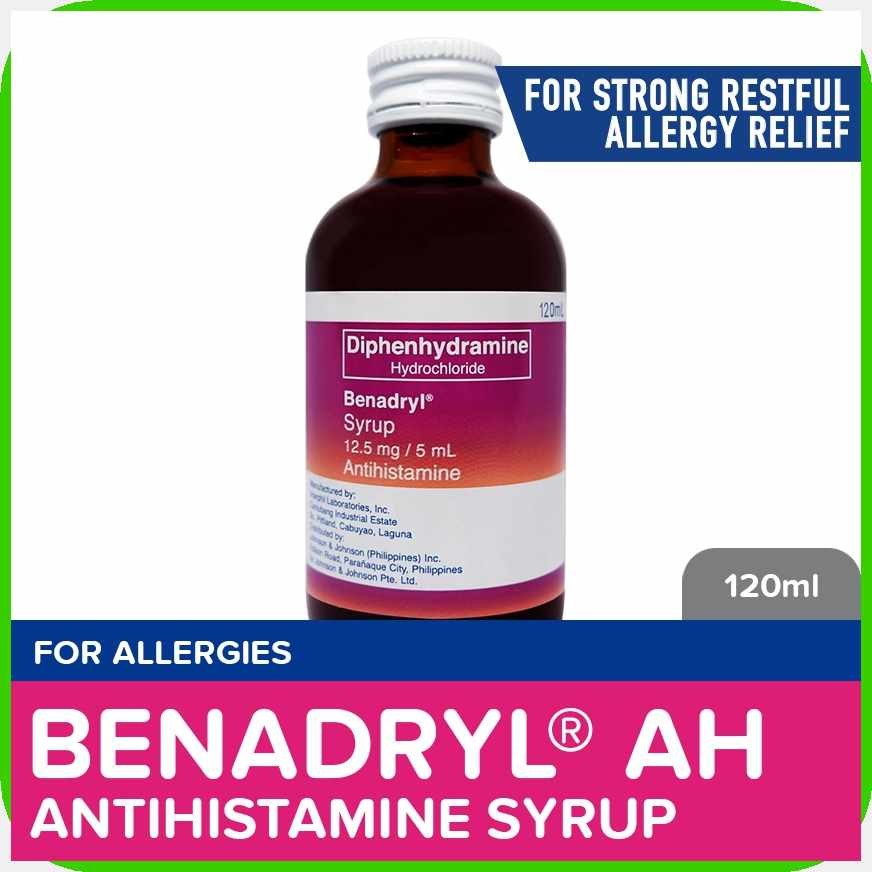 Benadryl.A'Syrup!d^120ml:}Hm>allergy)PG>no)vZ>drowsy | Shopee Philippines