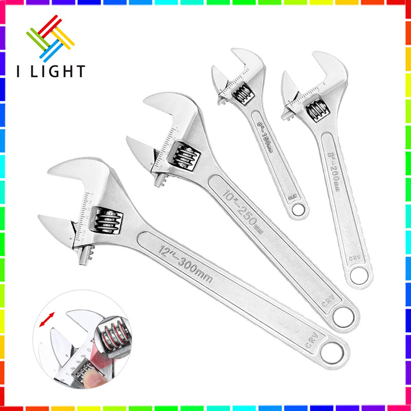 （Fast Delivery）Adjustable Wrench Chromium Plated Open End Wrench 6/8/10/12 Inch Heavy Duty ...