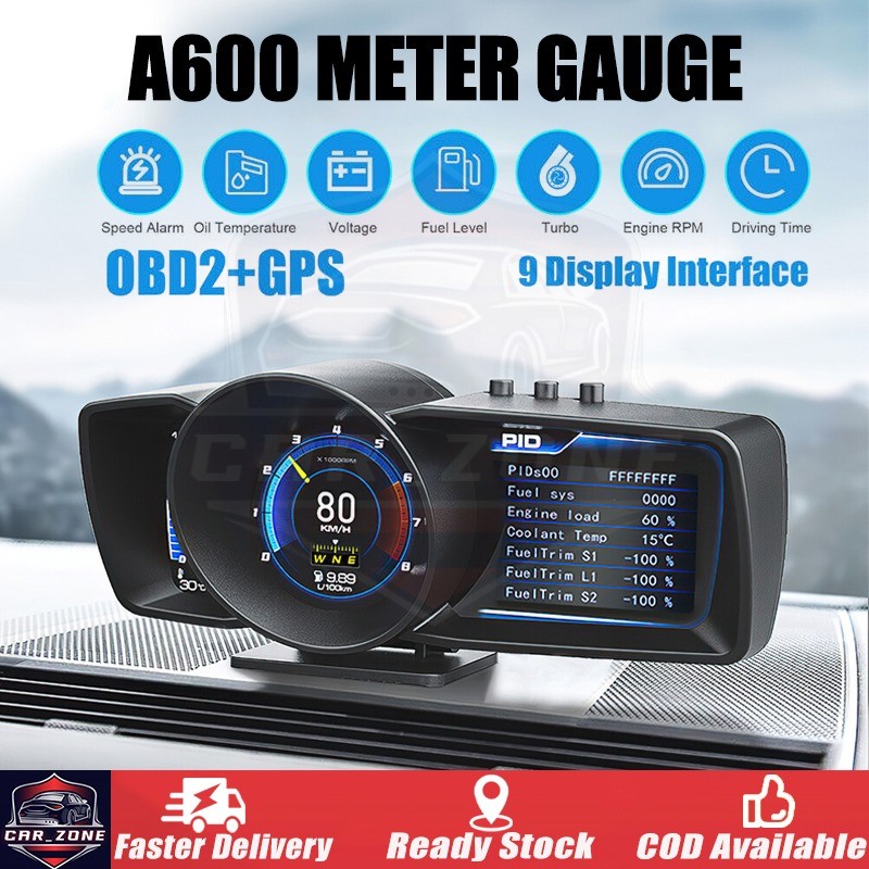A600 OBD 2+GPS Vehicle Universal Head-Up Display Dual System Digital ...