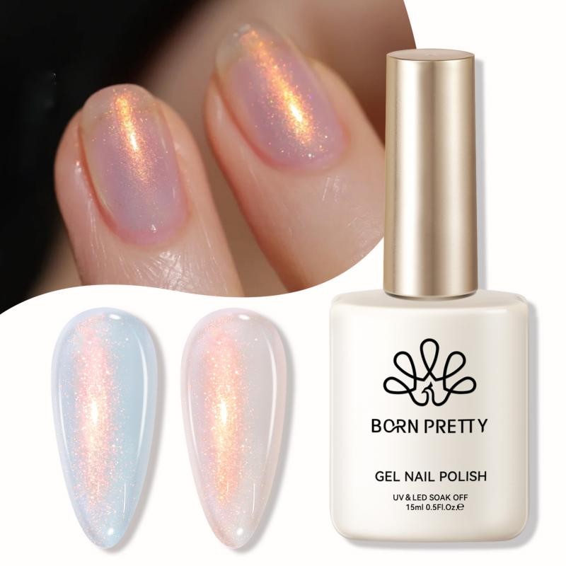 BORN PRETTY Aurora Gel Polish Shiny Glitter Nail Gel Semi Permanent Soak Off UV LED Varnish ...