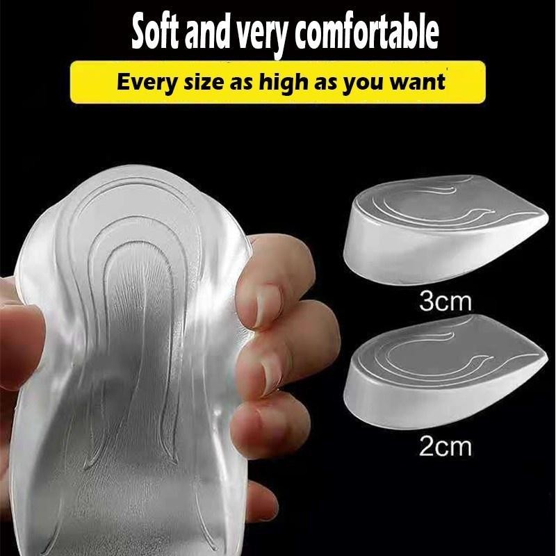 Shoe Insoles Transparency Silicone Height Increas Half Heel Pads Gel ...