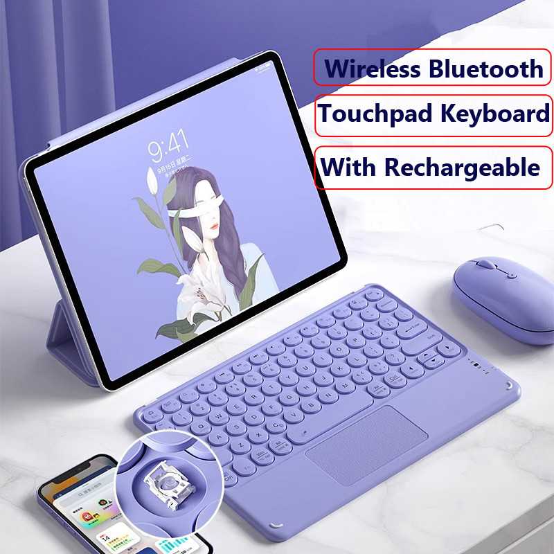 10 Inches Bluetooth Wireless Keyboard Rechargeable Touchpad Keyboard ...