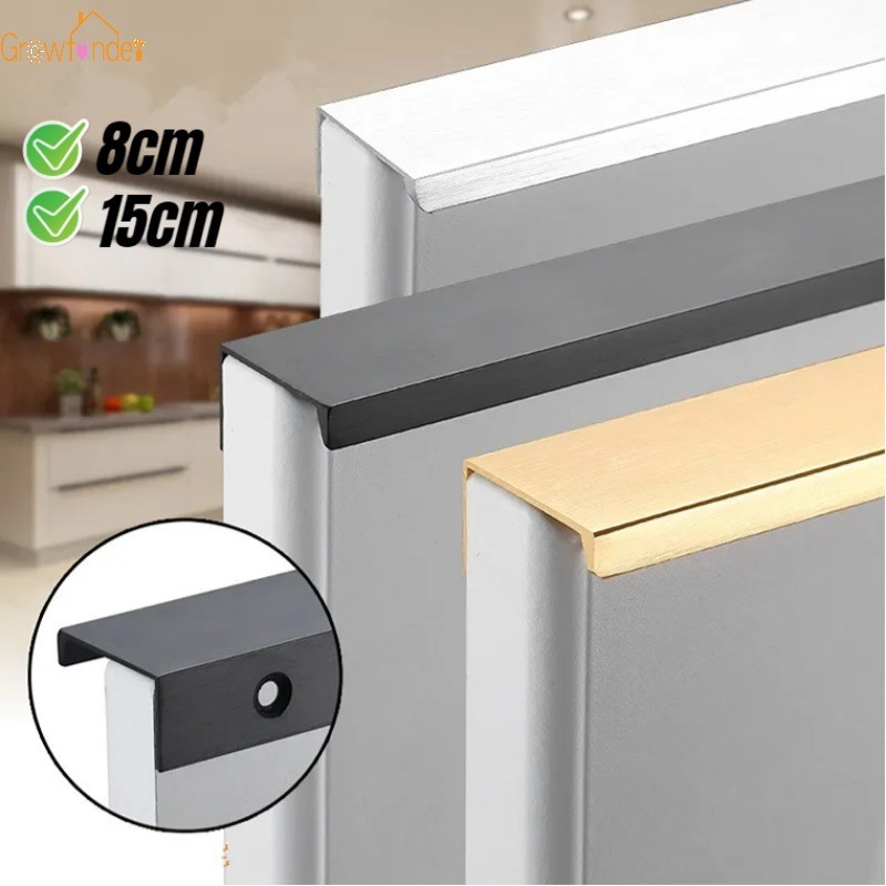 1Set Hidden Furniture Handles Matte Color Kitchen Cabinet Wardrobe Pull ...