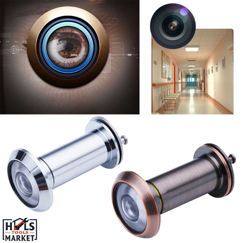 180 Degree Viewing Door Peephole Peek Viewer Security Adjustable Silver ...