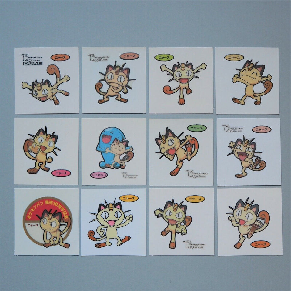Pokemon Bread Deco Chara Seal Sticker Meowth Wobbuffet 12 stickers ...