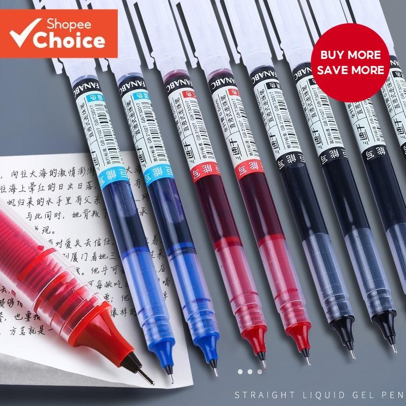 10Pcs 0.5mm Gel Pens - Quick-Dry Black/Blue/Red Ink Pens for School ...