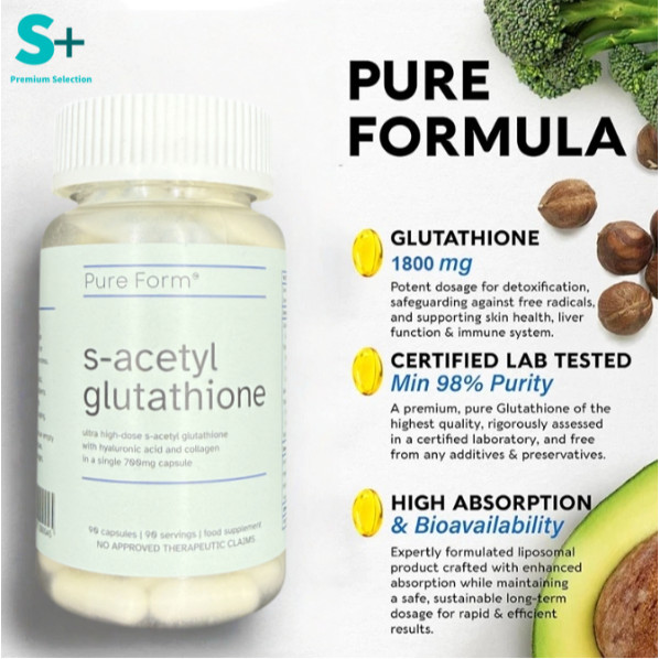 Pure Form S-Acetyl Glutathione Glutagenc Skin Whitening/Magnesium ...