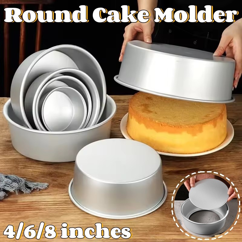 4/6/8 Inch Round Cake Molder Nonstick Aluminum Alloy Bento Cake Pan Baking Pan Set with ...