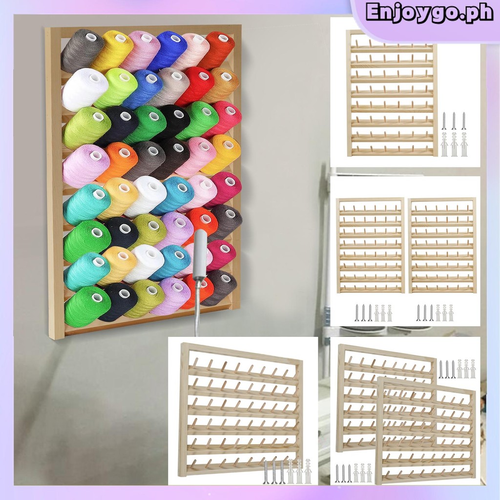 Wooden Thread Holder 48/54 Spool Wooden Thread Rack Wall Mounted Sewing ...