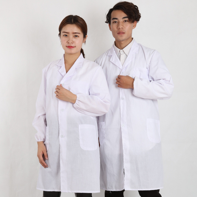 White Coat Long-Sleeved Nurse Clothes Pharmacy Work Clothes Doctor ...