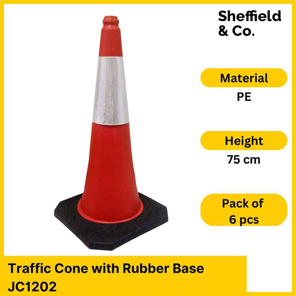 Sheffield PE Traffic Cone with Rubber Base, 75cm (JC1202) (1 pc or 6 ...