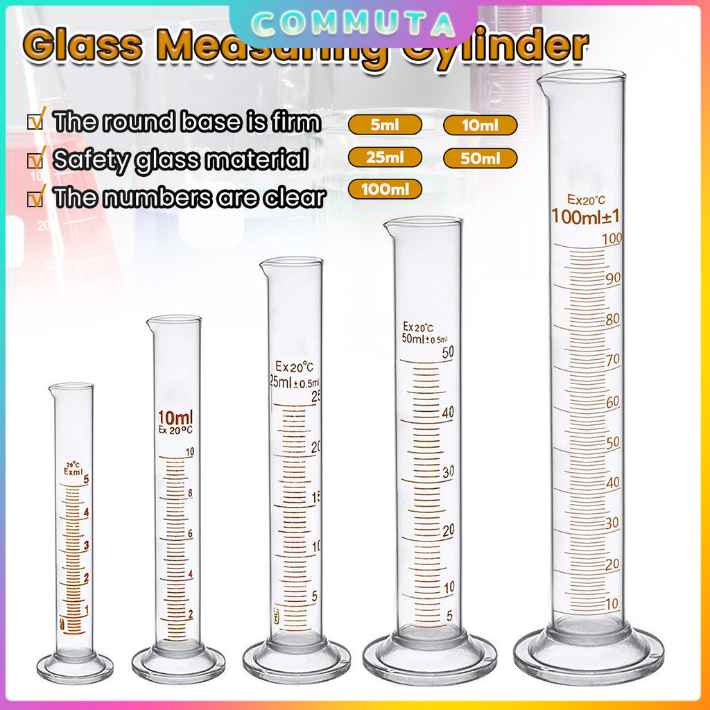 MM UB.Glass Measuring Cylinder 5ml/10ml/25ml/50ml/100ml Laboratory ...