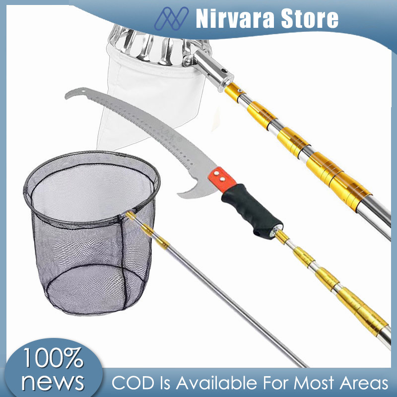 Fruit Picker Adjustable Telescopic 4-10M Fruit Picking Rod Stainless ...