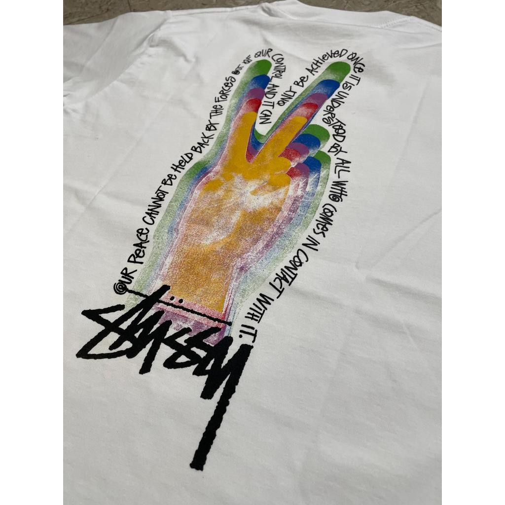STUSSY PEACE SIGN WHITE T-SHIRT | Shopee Philippines