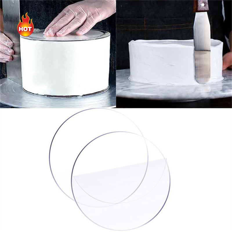 2 PC Acrylic Round Disc Plate Cake Board Clear Plastic Cake Base Making ...