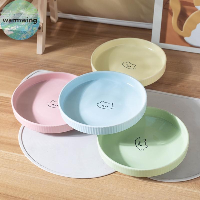 Warmwing Durable Ceramic Pet Cats Plates Cartoon Pet Cat Food Bowl ...
