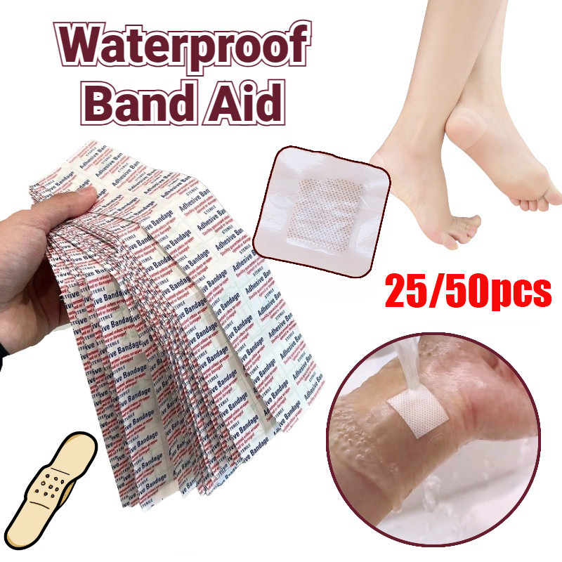 50pcs Waterproof First Aid Band Aids Square Hypoallergenic Bandage ...