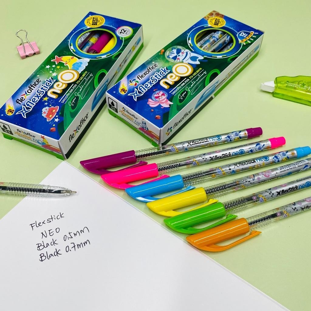 12pcs per box Flexoffice NEO Smooth ink Pen Multi-color cover ballpen ...