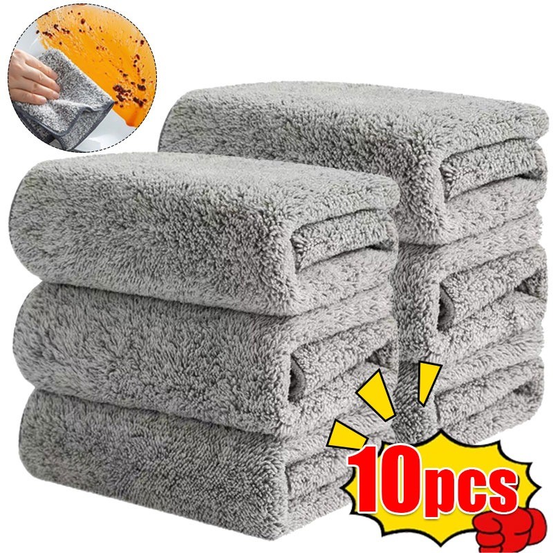 3/5/10Pcs Thickened Bamboo Charcoal Rag / Kitchen Microfiber Dish Towel ...