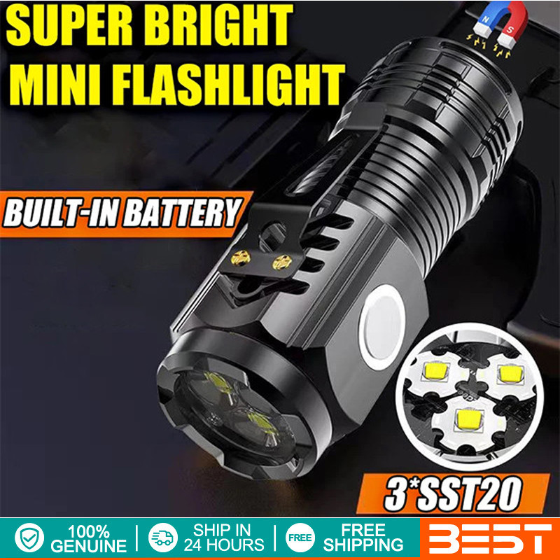 Rechargeable Waterproof Flashlight Type-C USB Charge 5 Modes Brightness ...