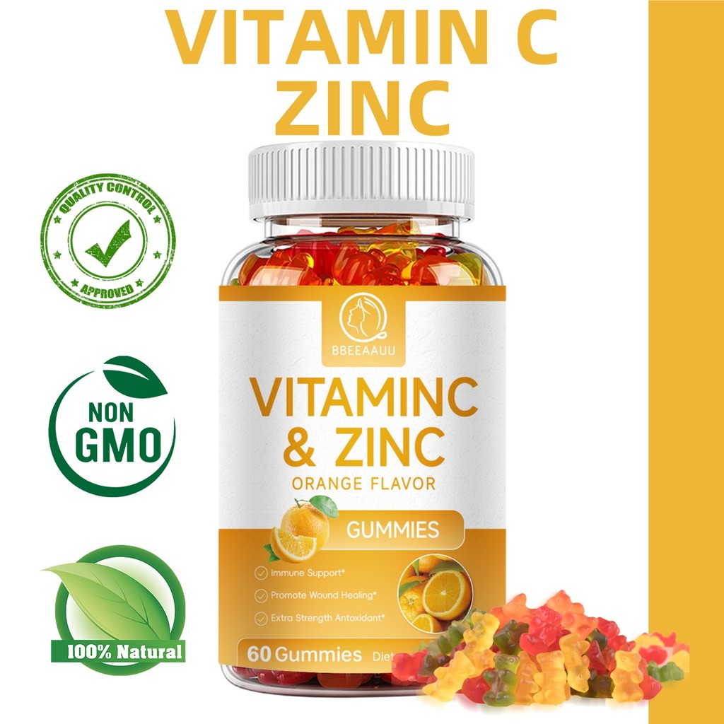 BBEEAAUU Vitamin C 1000mg Gummies with Zinc Supplement, Strengthen ...
