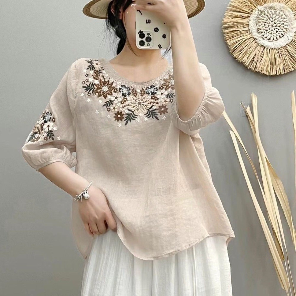 asian inspired attire for women barong blouse ，Cotton and Linen Blouse ...