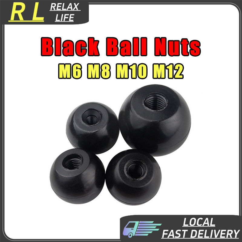[RL] Black Ball Nut Knob Nylon Plastic Handle Control Lever Round Nuts ...