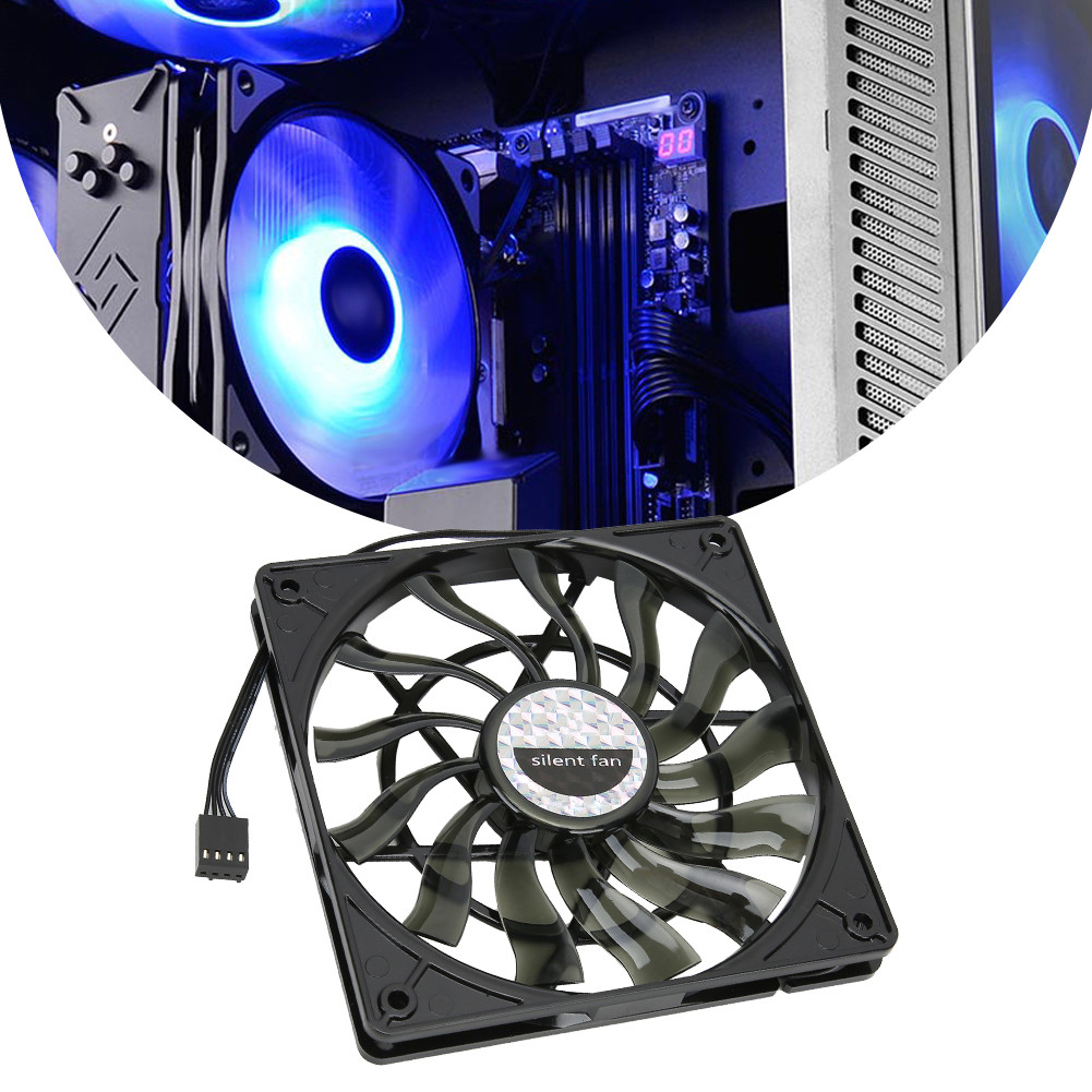 Eleganthome 12V 4PIN Cooling Fan Silent CPU Cooler Chassis For Desktop ...