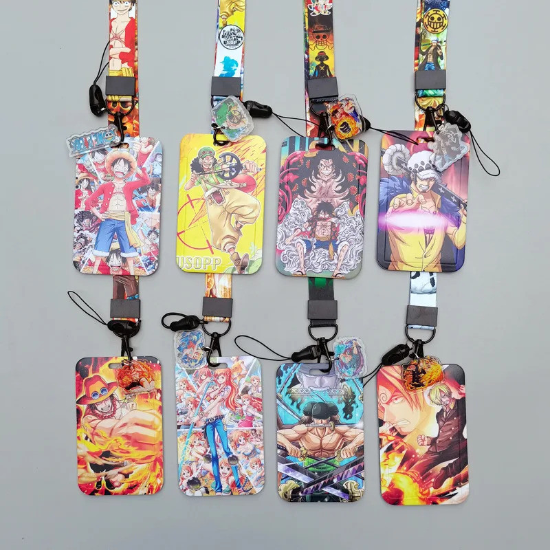 1 Set Anime One Piece ID Card Holder Figure Collection Luffy Cases Card ...
