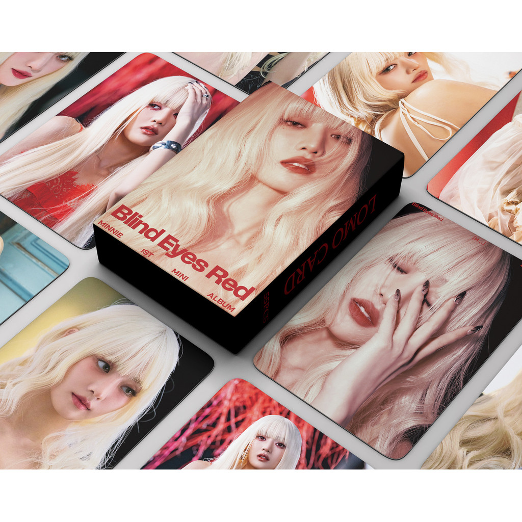 55pcs (G)I-DLE MINNIE HER Blind Eyes Red Lomo Cards 2025 Lovely ...